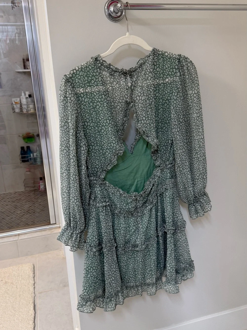 Source Unknown | Dresses | Source Unknown Sage Green Floral Ruffle ...